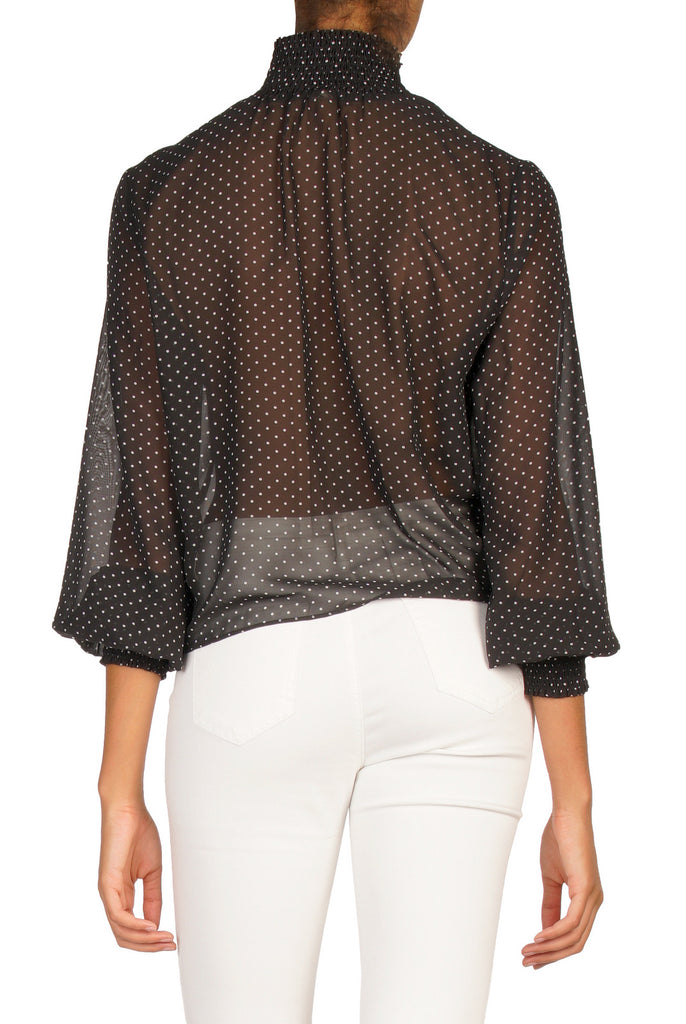 Smocked Long Sleeve Sheer Top at Maria Vincent Boutique