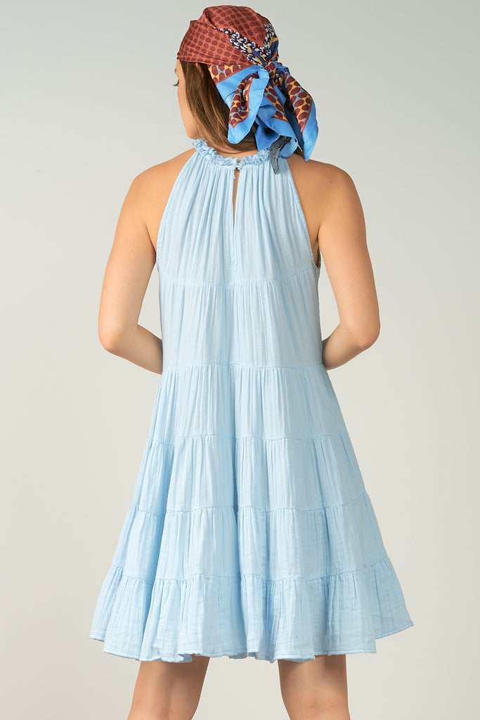 Elan Sky Blue Flowy Mini Dress at Maria Vincent Boutique