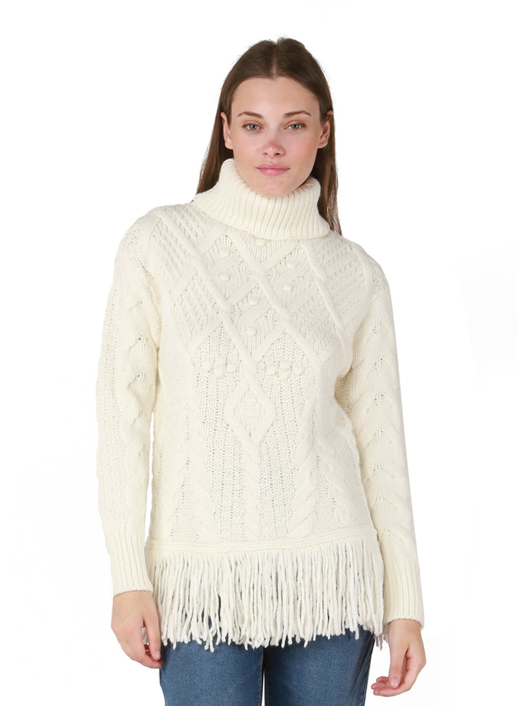 DEX Room 34 Cream Turtleneck Fringe Hem Sweater – Maria Vincent Boutique