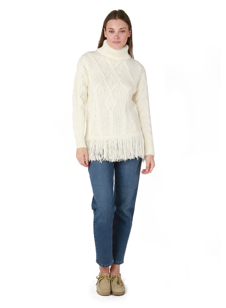 DEX Room 34 Cream Turtleneck Fringe Hem Sweater – Maria Vincent Boutique